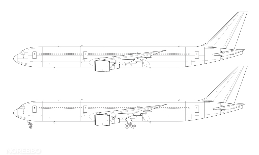 Boeing 767 400 Blank Illustration Templates Norebbo