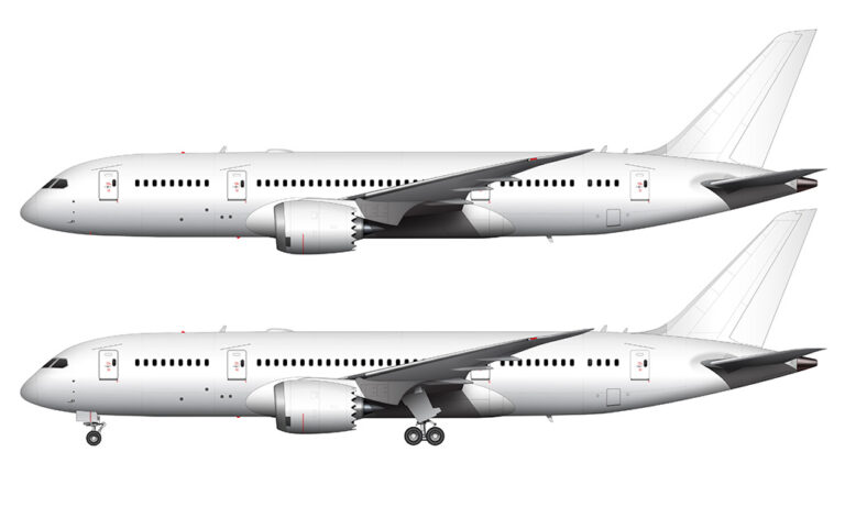 Boeing 787-8 blank illustration templates – Norebbo