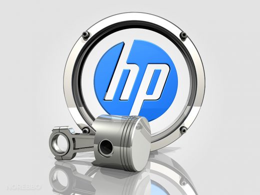 Glass and metal HP logo illustrations – Norebbo