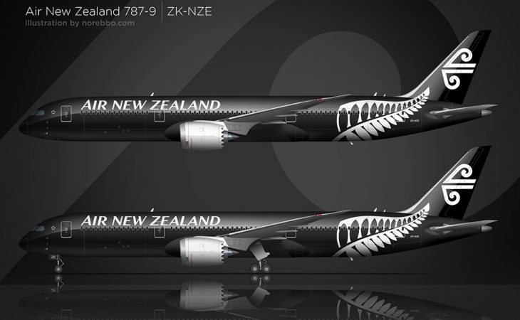 Air New Zealand Boeing 787-9 Illustration – Norebbo