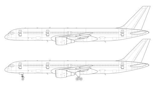 Boeing 757-200 blank illustration templates (plus freighter / cargo ...