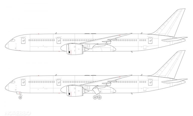 Boeing 787-9 blank illustration templates – Norebbo