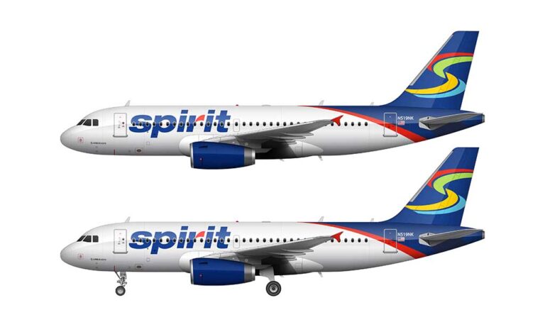 Spirit Airlines A319s in three different liveries – Norebbo