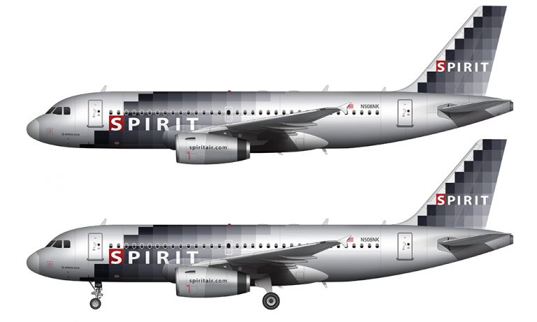 Spirit Airlines A319s in three different liveries – Norebbo