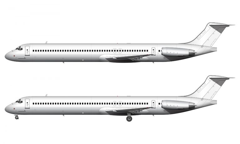 McDonnell Douglas MD-82 / MD-83 / MD-88 blank illustration templates ...