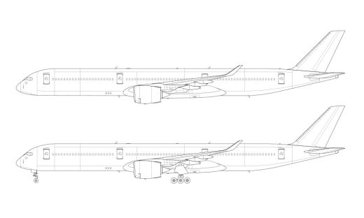 Airbus A350-1000 blank illustration templates – Norebbo