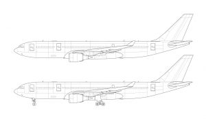 Airbus A330-200 blank illustration templates with GE engines – Norebbo