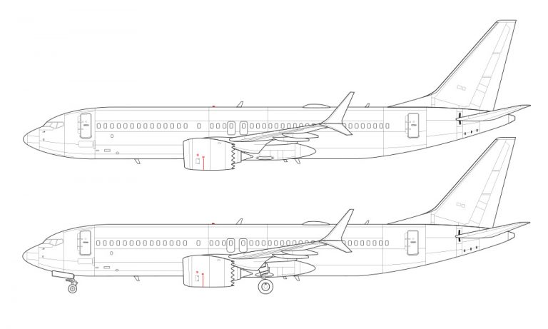 Boeing 737 MAX 8 blank illustration templates – Norebbo