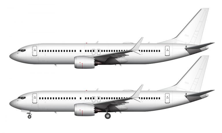Boeing 737 MAX 8 blank illustration templates – Norebbo