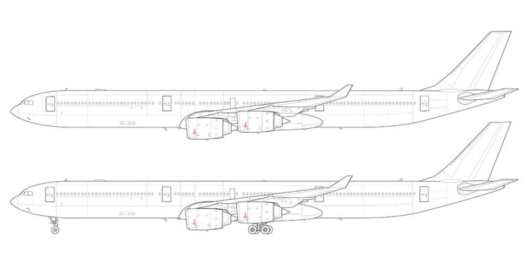 Airbus A340-600 blank illustration templates – Norebbo