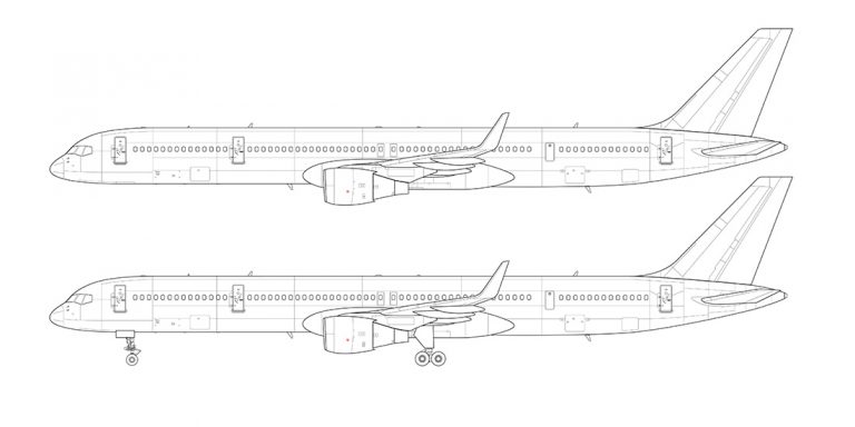 Boeing 757-300 blank illustration templates – Norebbo