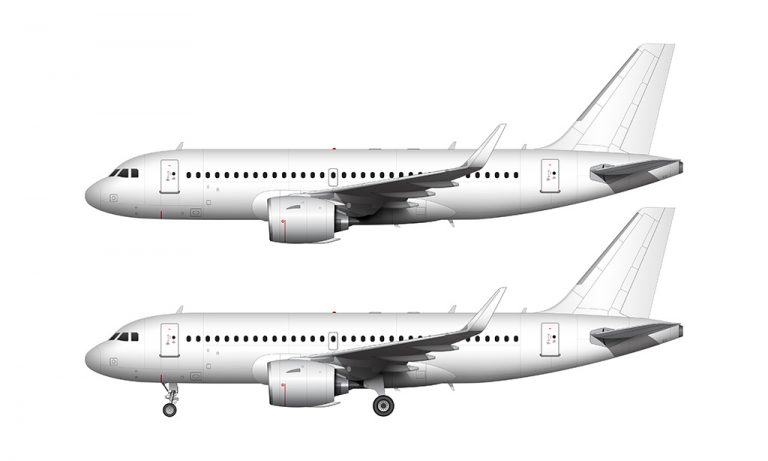 Airbus A319 NEO blank illustration templates – Norebbo