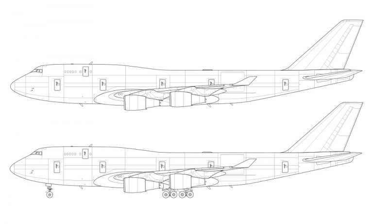 Boeing 747-400F (SCD and BCF) blank illustration templates – Norebbo