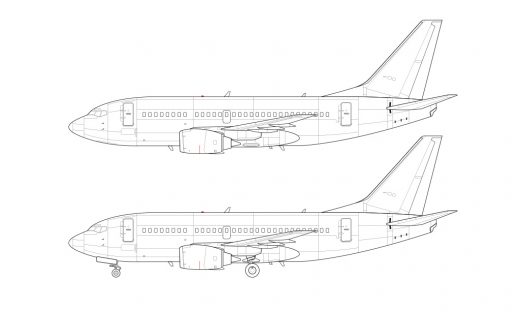 Boeing 737-500 blank illustration templates (with and without blended ...