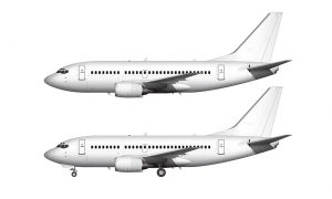Boeing 737-500 blank illustration templates (with and without blended ...