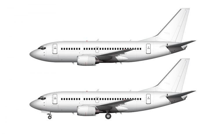 Boeing 737-500 blank illustration templates (with and without blended ...