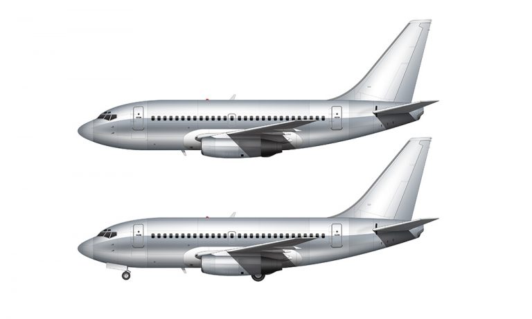 Boeing 737-100 blank illustration templates – Norebbo