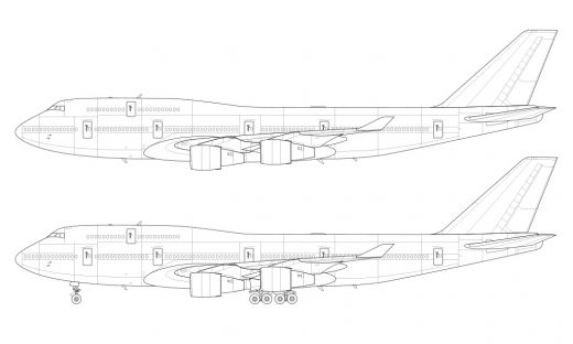 Boeing 747-400 blank illustration templates with Pratt & Whitney and ...