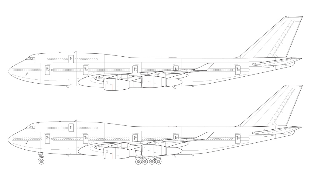 Boeing 747 400 Blank Illustration Templates With Pratt Whitney And