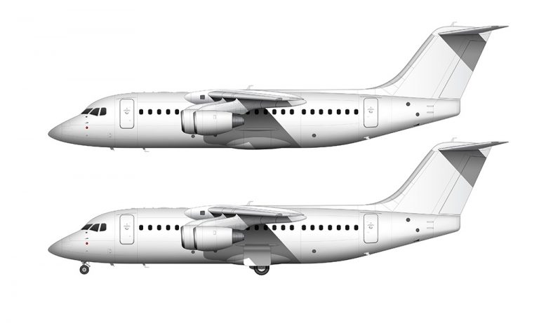 British Aerospace BAe 146-200 / Avro RJ85 blank illustration templates ...