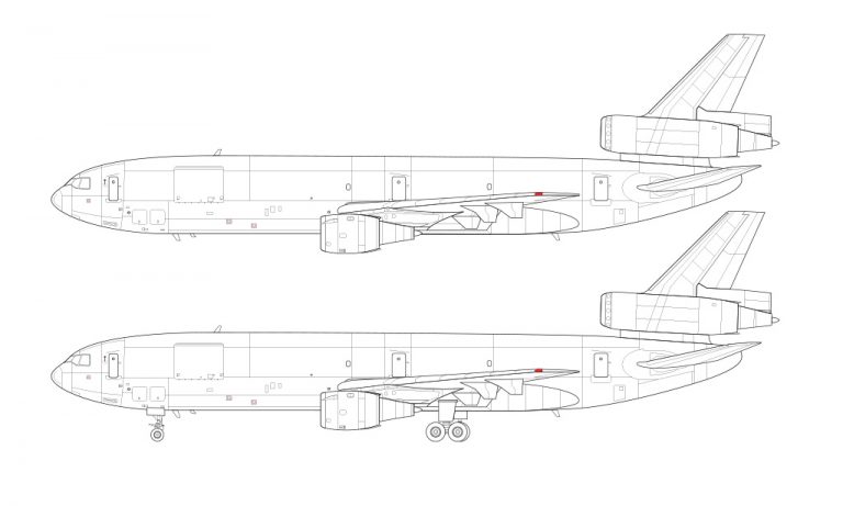 McDonnell Douglas DC-10-30F / MD-10 blank illustration templates – Norebbo