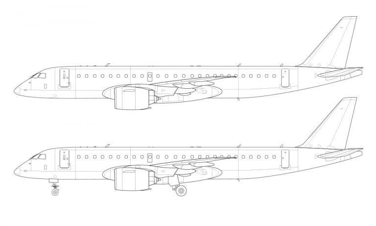 Embraer E190-E2 blank illustration templates – Norebbo