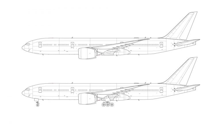 Boeing 777-8 blank illustration templates – Norebbo