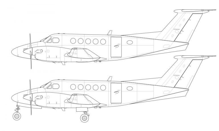 Beechcraft B200 King Air blank illustration templates – Norebbo