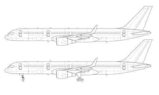 Boeing 757-200 blank illustration templates (plus freighter / cargo ...