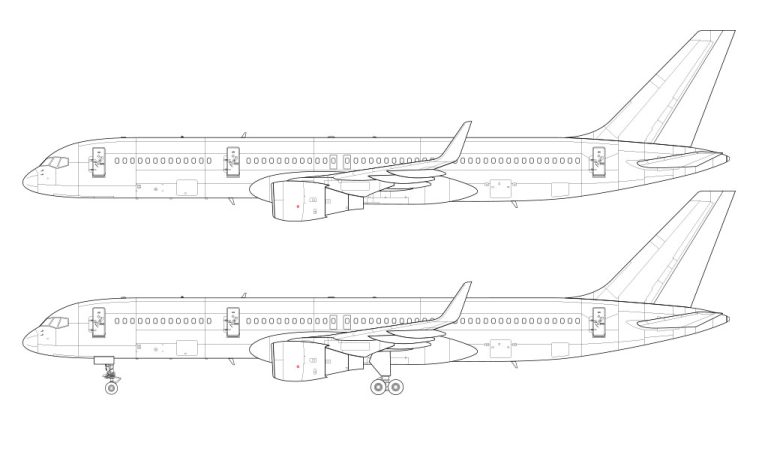 Boeing 757-200 blank illustration templates (plus freighter / cargo ...