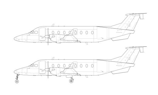 Beechcraft 1900D Line Drawing Illustration – Norebbo